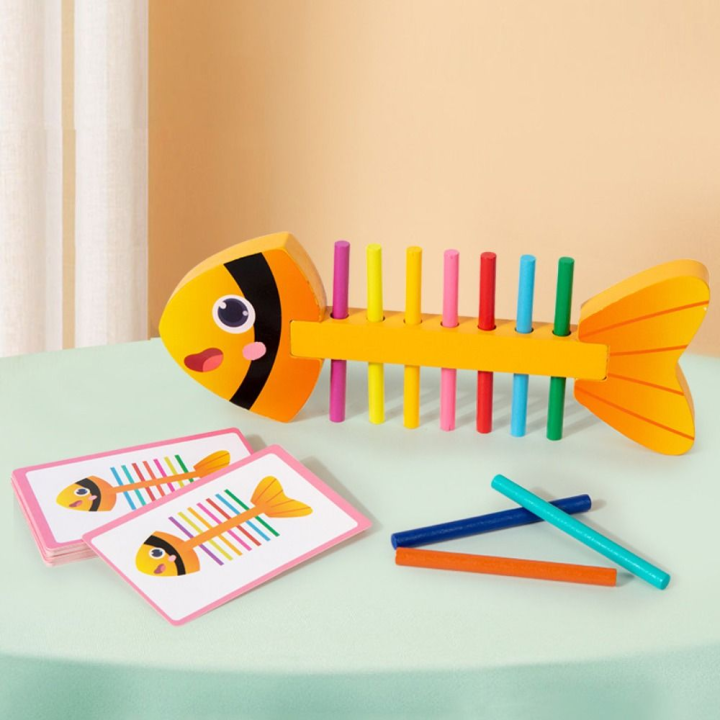 Puzzle Learning Board Game Wooden Color Matching Stick Balance Games ...