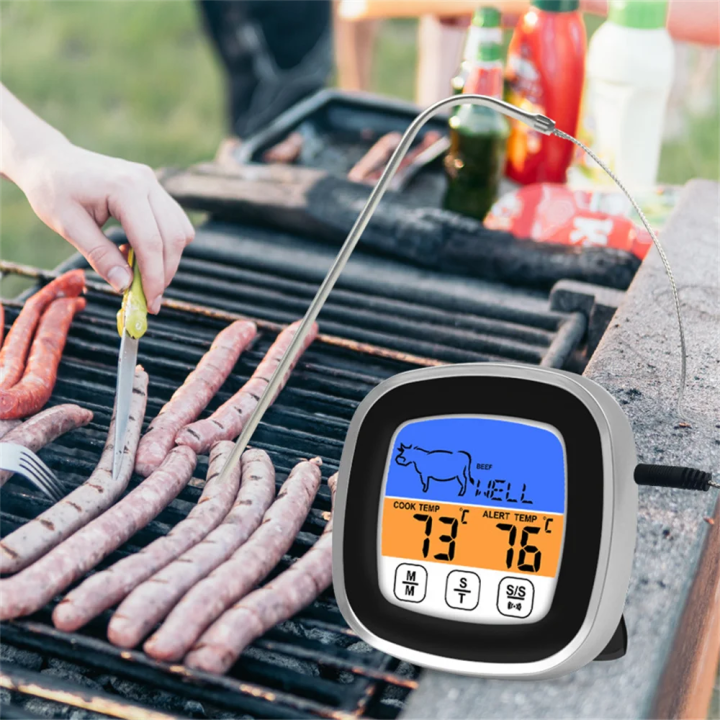 Household Touch Screen Meat Temperature Probe with Long Probe Timer ...