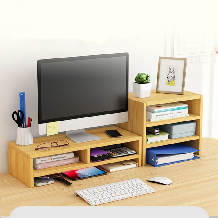 Practical Stable Base Wood Desktop Computer Stand Eyesight Protection ...