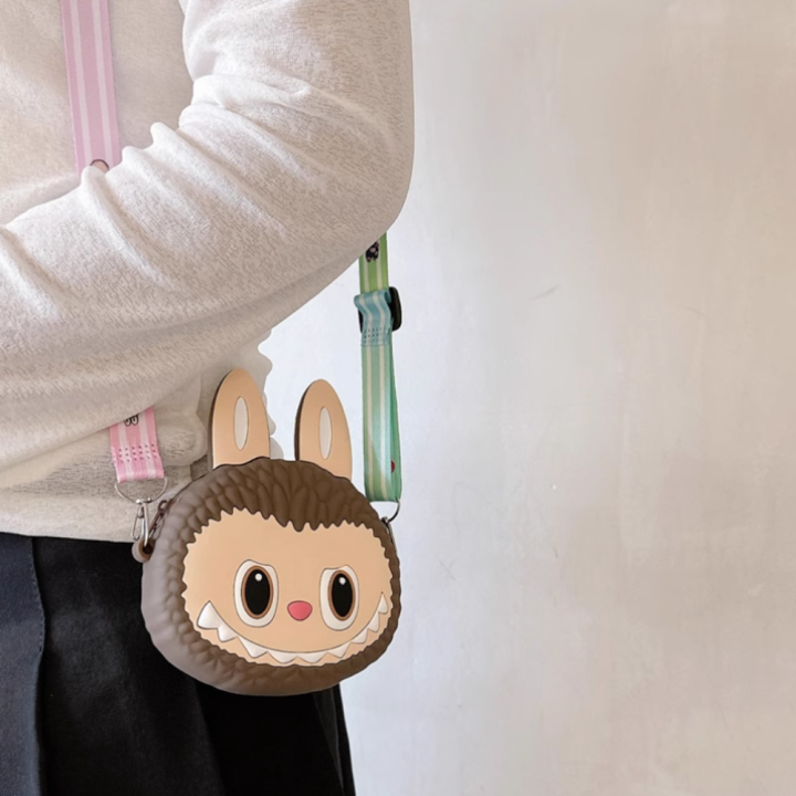 Kawaii Cute Labubu Coin Pouch Silicone Kids Purses Silngle Shoulder Bag ...