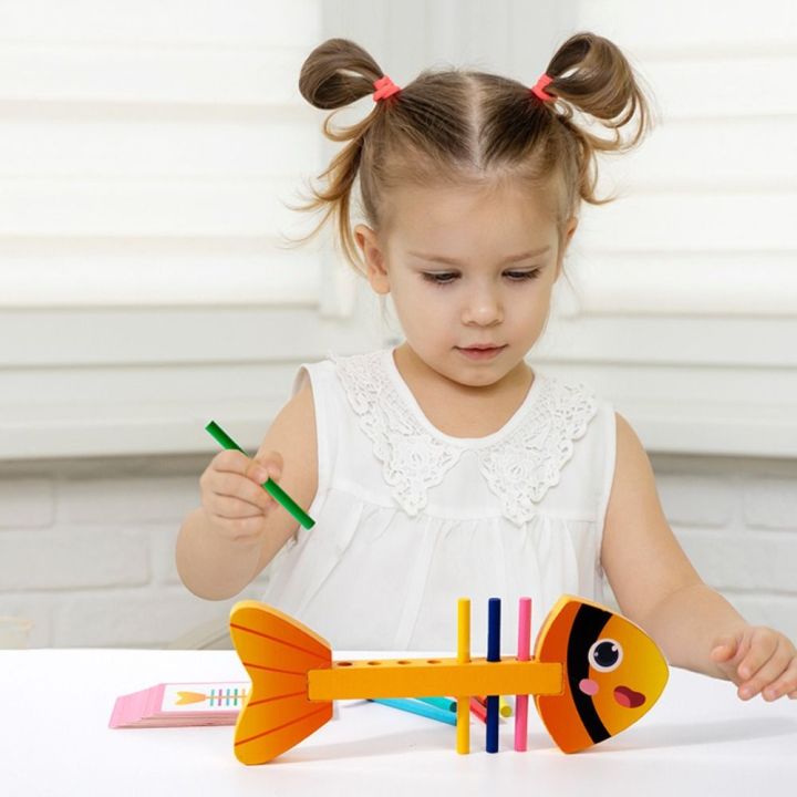 Puzzle Learning Board Game Wooden Color Matching Stick Balance Games ...