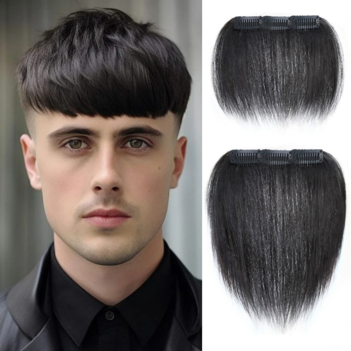Invisible 10/15cm 100% Human Hair Bangs Clips in Fringe Extension ...