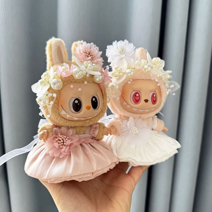 Trim Flower Sitting Labubu Time Dress Bowknot Rose Labubu Doll's ...