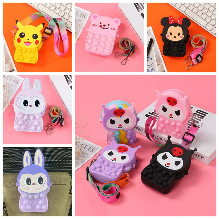 Kawaii Cartoon Labubu Crossbody Bag Kuromi Mickey Kuromi Shoulder Bag ...