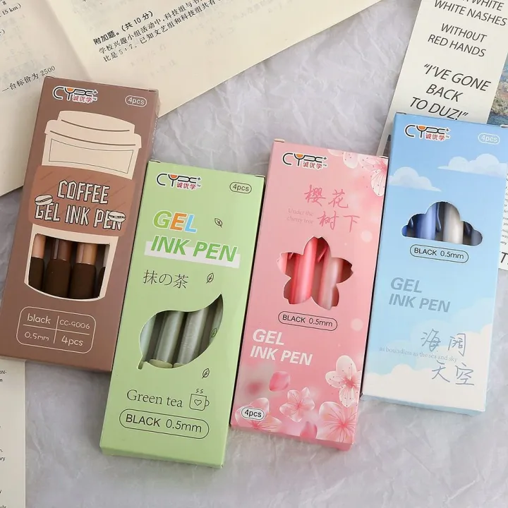4PCS Cute Black Color Ink Creative Stationery 0.5mm Soft Bread Touch ...