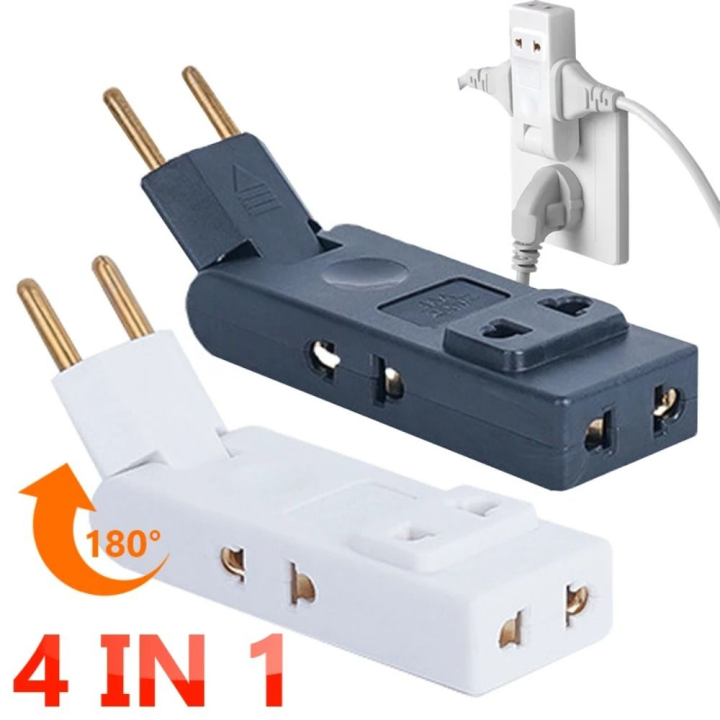 Protable 4 in 1 EU Electrical Socket 180 Degree Rotation Extension Plug ...