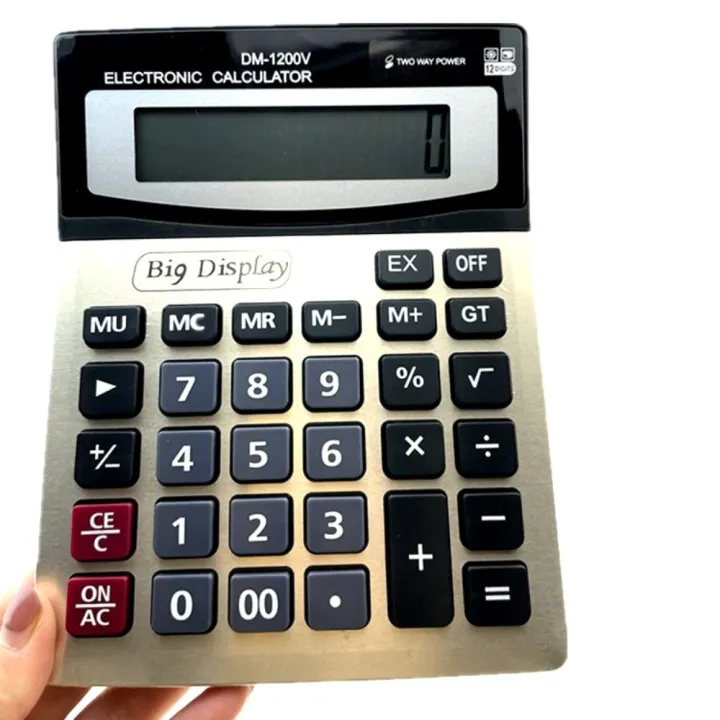 Professional 12 Digit Electronic Calculator Big Display Solar&Battery ...