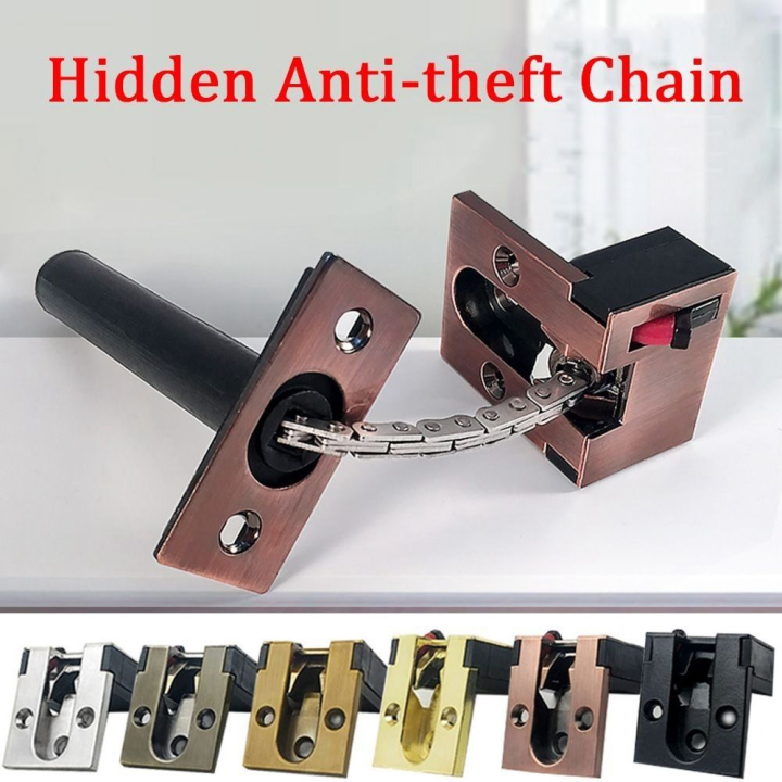 New Stainless Steel Anti-theft Chain Invisible Security Door Guard Bolt ...