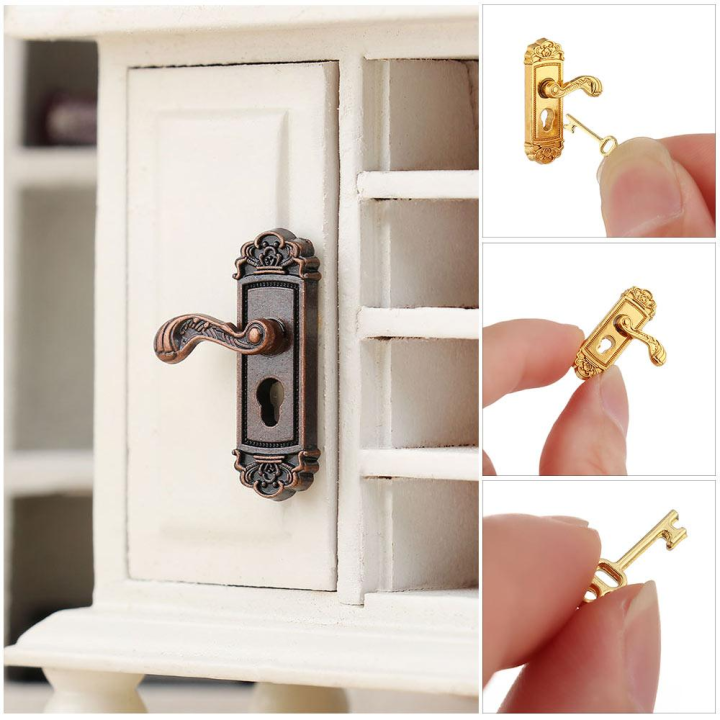 Doll House Retro Style Metal Toy Miniature Door Handles Dollhouse Lock ...
