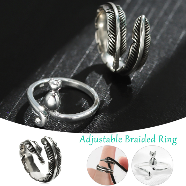 DIY Finger Wear Yarn Guides Jewelry Crochet Loop Knitting Loop Knitted ...