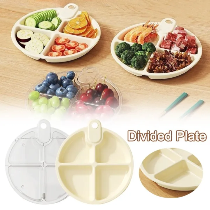 Multi-functional 4 Grid Divided Plate Reusable Stackable Onion Ginger ...
