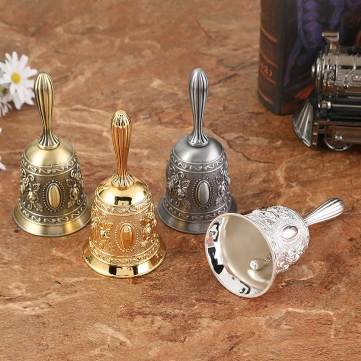 Fashionable Clear Sound Hand Bell Retro Bronze Metal Golden Dinner Bell ...
