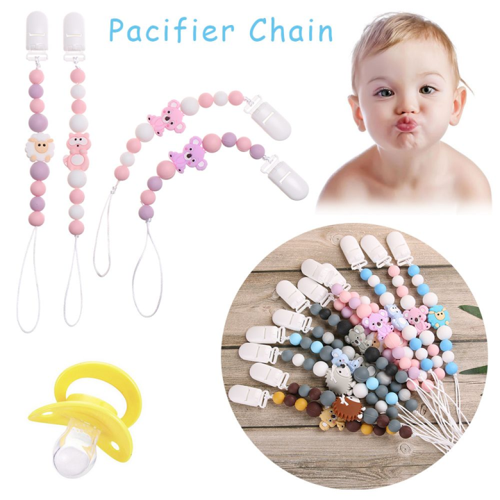 Food Grade Rope Silicone Pacifiers Clip Pacifier Chain Teether Dummy ...