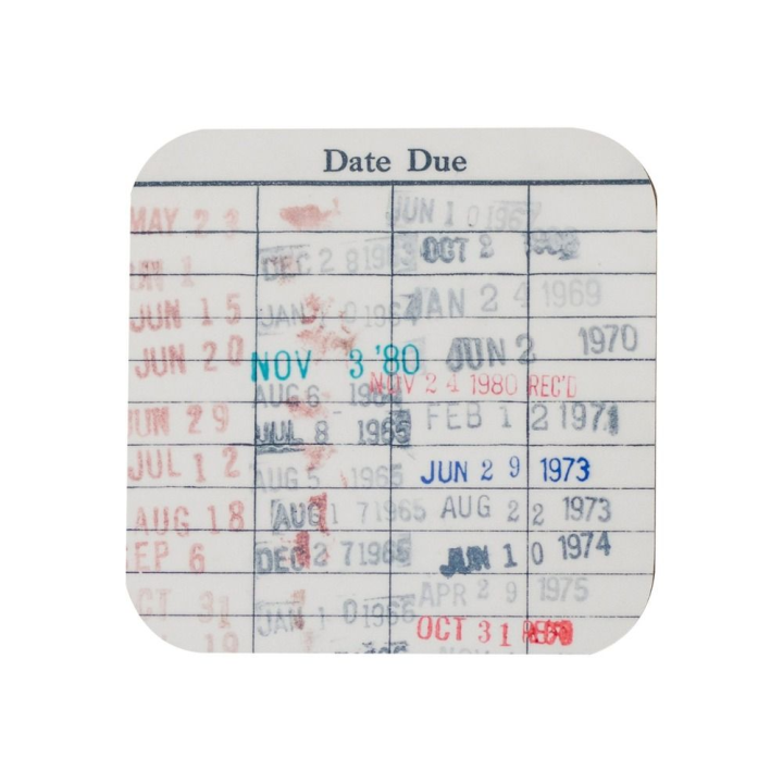 New Vintage Library Due Date Card Coaster Portable Cork Library Due ...