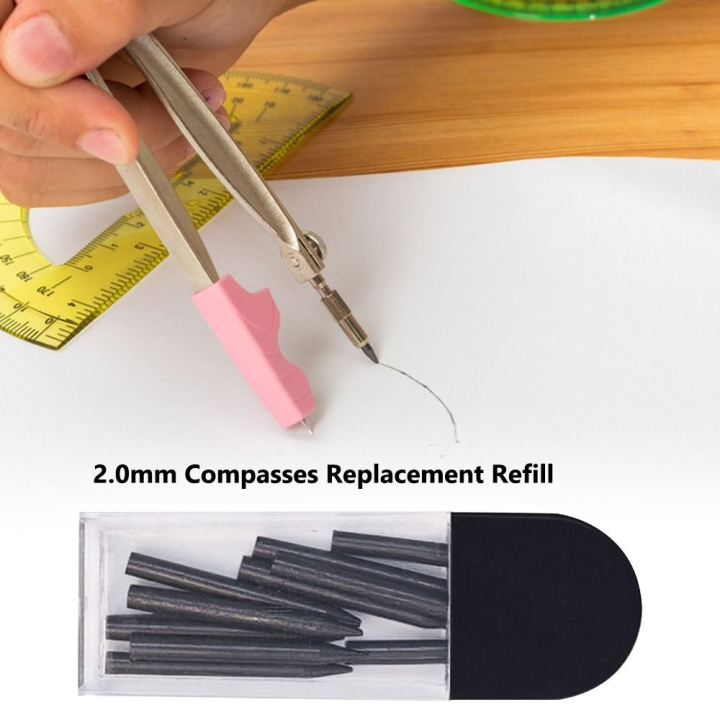 10PCS/Box New 2.0mm Compasses Pencil Lead 2B Graphite Core Compasses ...