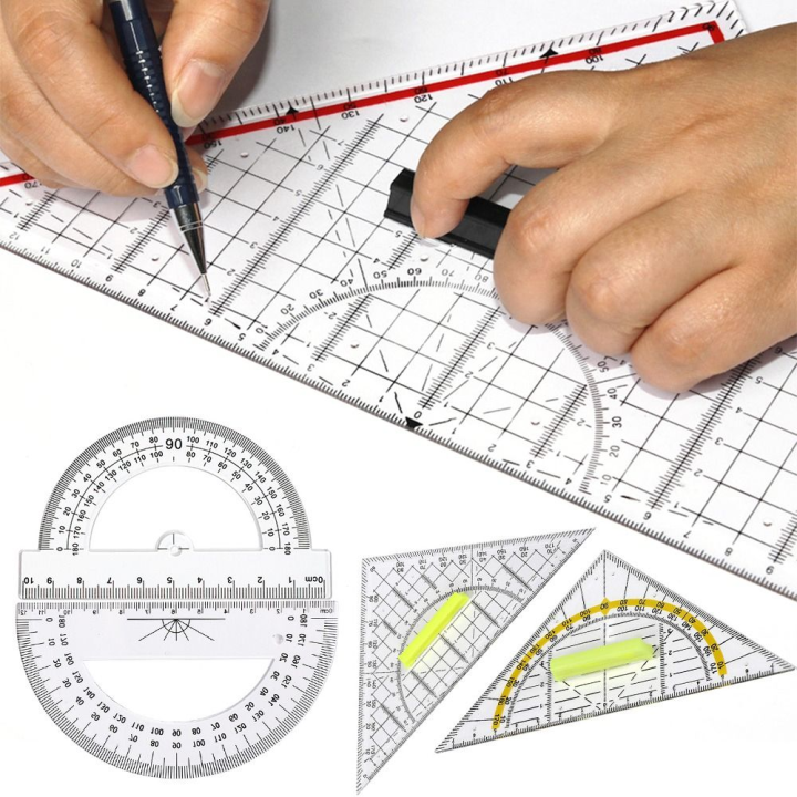 Professional Plastic Set Square Transparent With Handle Triangle Ruler ...