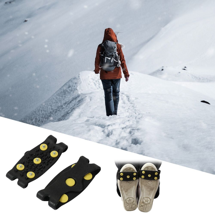 1 Pair Winter 5-Stud Anti Slip Universal Snow Ice Claw Climbing Crampon ...