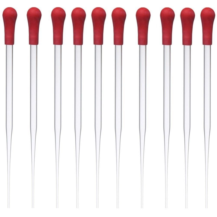 10Pcs with Red Rubber Cap 20cm Dropper Pipettes Transfer 4ml Clear ...
