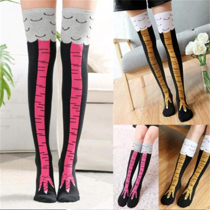 Cartoon Cute Cosplay Crazy Funny Chicken Leg Socks 3D Printed Knee-High ...