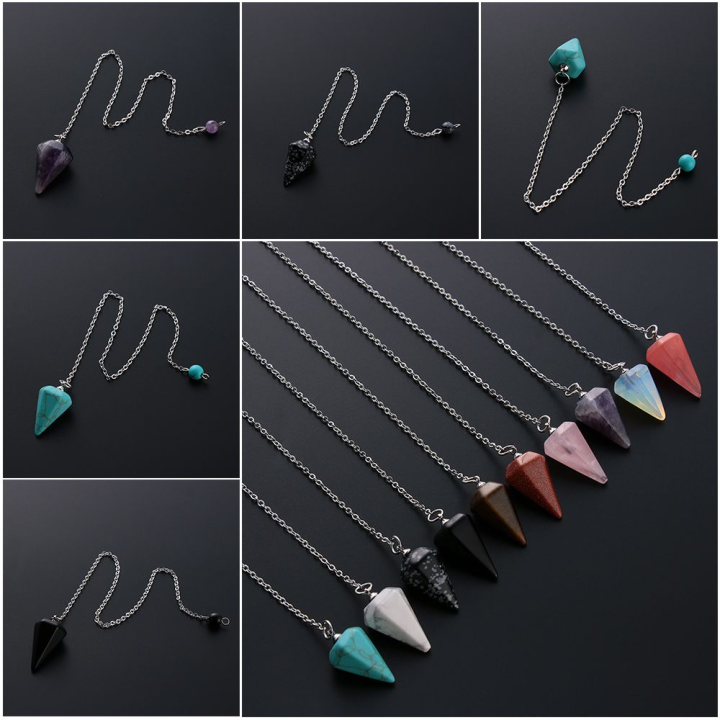 Gift Chain Gemstone Rock Rose Quartz Hexagon Pyramid Reiki Pendulum ...