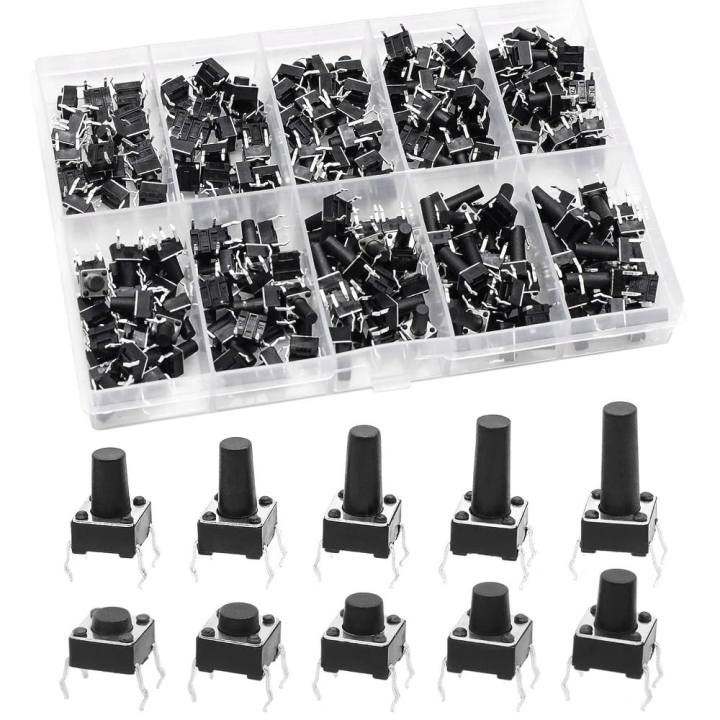 200Pcs Useful Mini Tactile Push Button 6x6 mm 4 pin Micro Momentary Switch Pushbutton Switches ...
