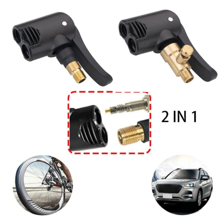 Professional Schrader/Presta Valve Tire Air Pump Nozzle Deflated 2-in-1 ...