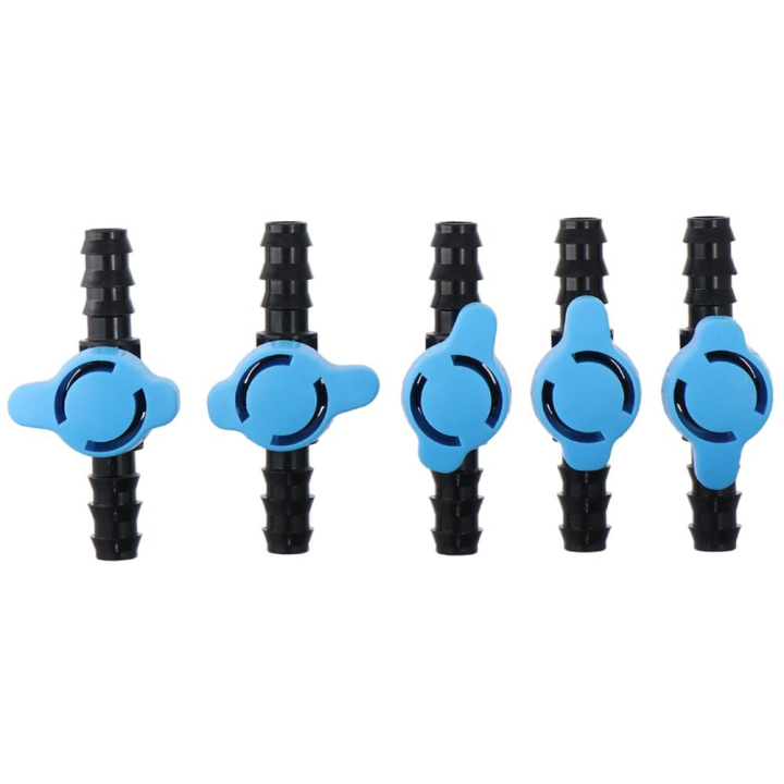 5pcs Aquariums Plastic in-Line Ball Valve 16mm Black & Blue Water Valve ...
