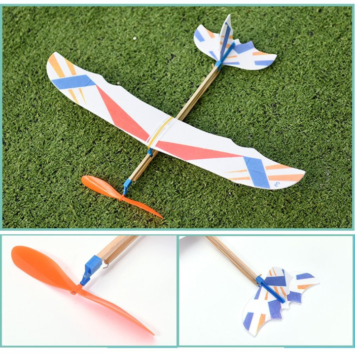 Elastic DIY Flying Glider Assembly Airplane Glider Model Toys Science ...