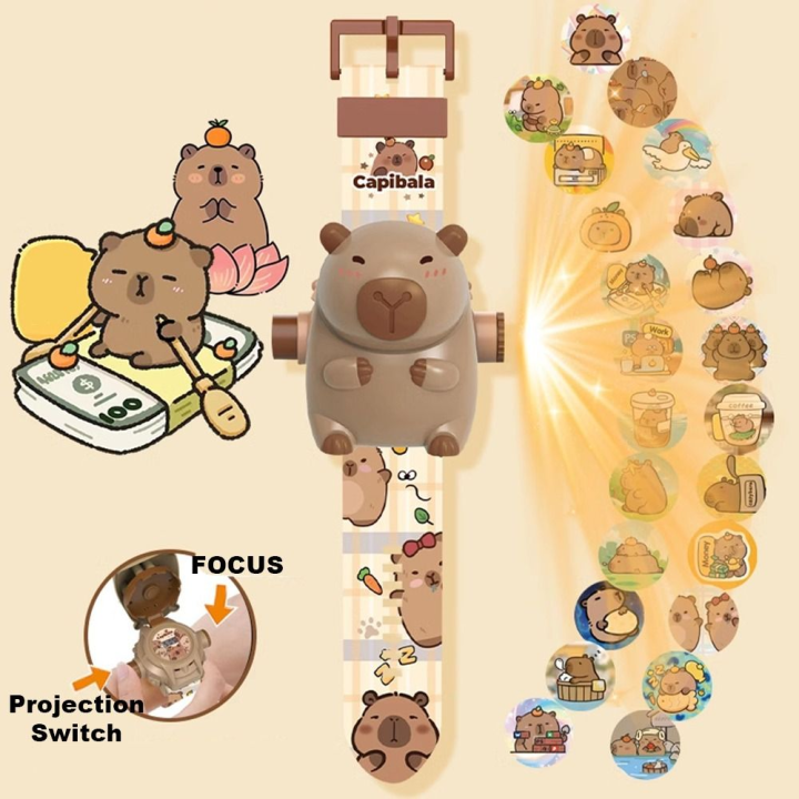Cartoon Capybara Model 3D Projection Digital Watch Anime Action Plastic ...