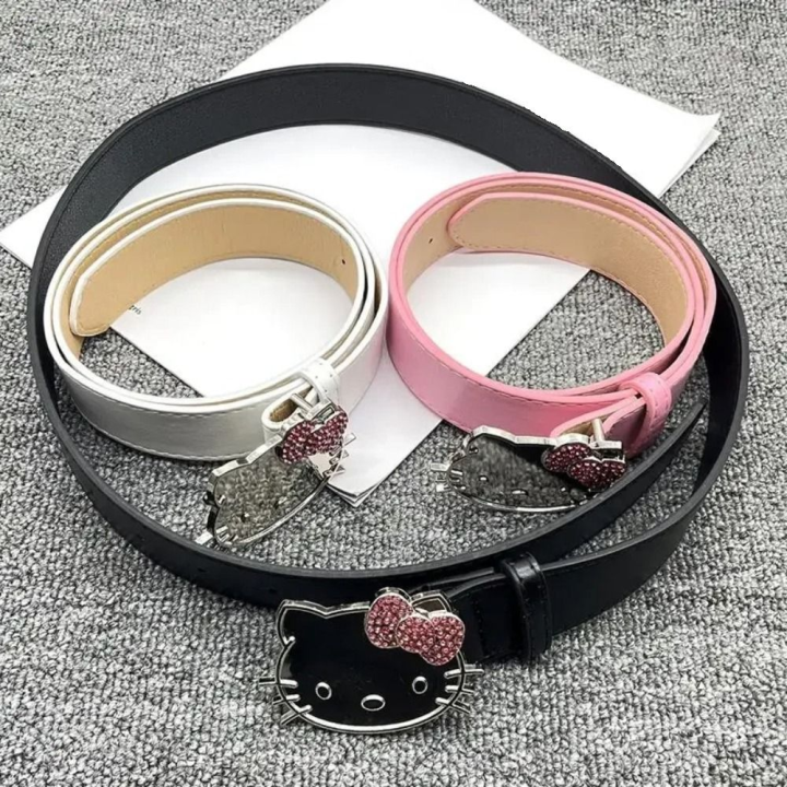 Cute Sanrio Hello Kitty Anime Buckle Belts Rhinestone Inlay Y2K Waist ...