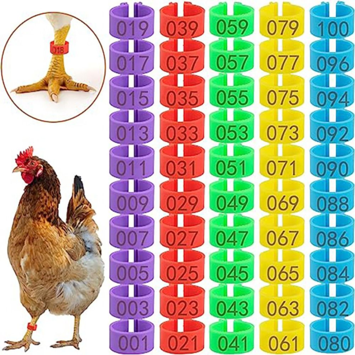 100Pcs Farm Feed Tool with 001-100 Numbered Adjustable Chicken Foot ...