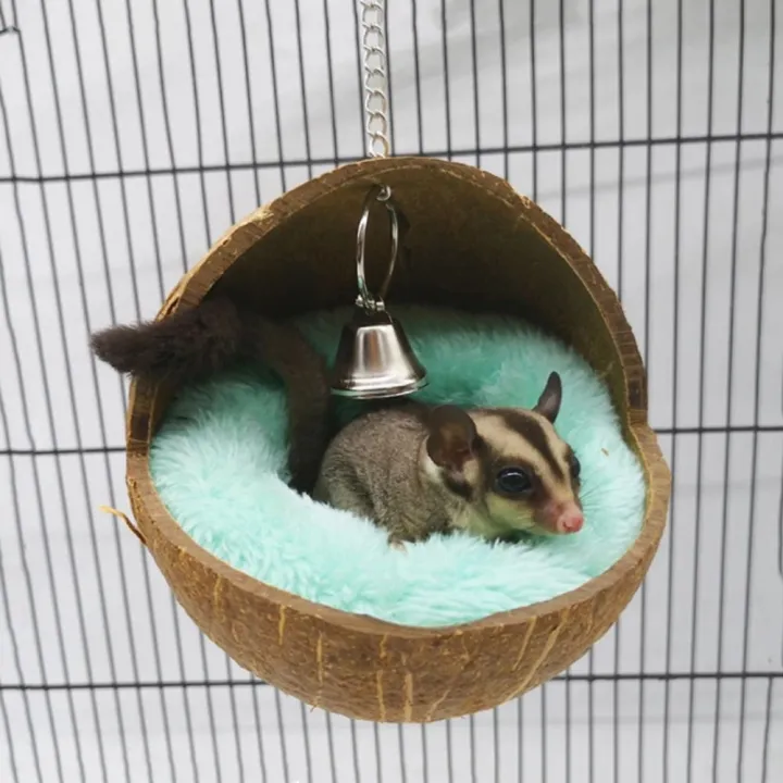 Chinchilla Sleeping Bed Hanging Hamster Coconut Shell Nest Natural ...
