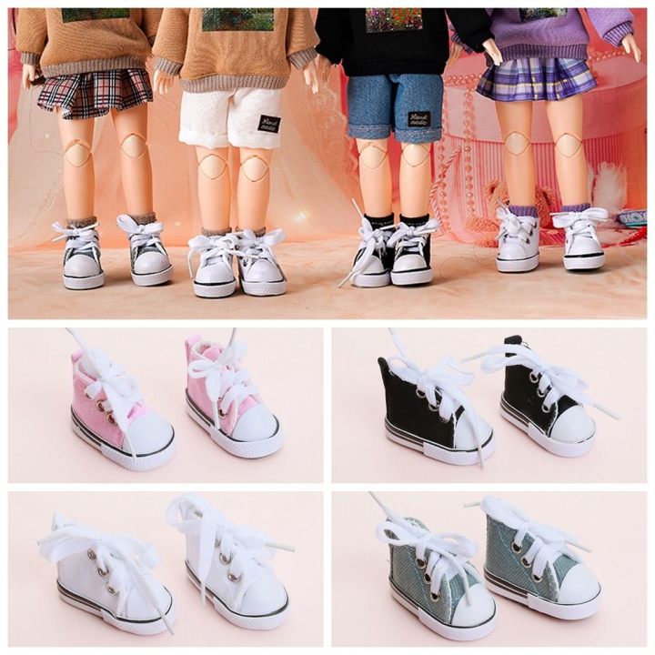 Pair Shoes for Dolls Accessories 5.5cm Length Doll Canvas Shoes DIY ...