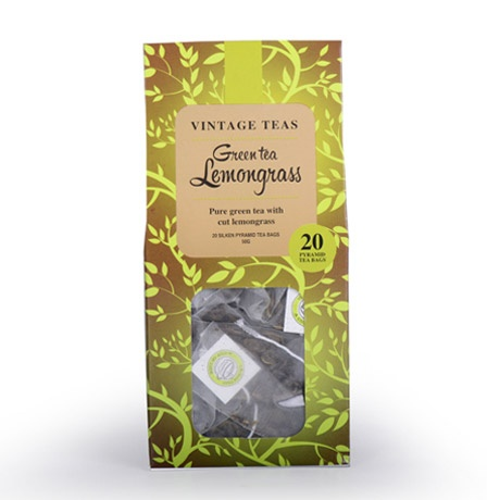 Vintage Teas Natural Organic Green Tea Lemongrass Infusion Tea Wrapped ...
