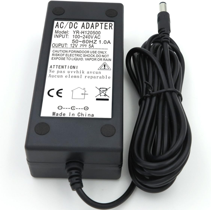 12V 5A AC Adapter Power Supply for LCD Display, LED Strip Lights ...