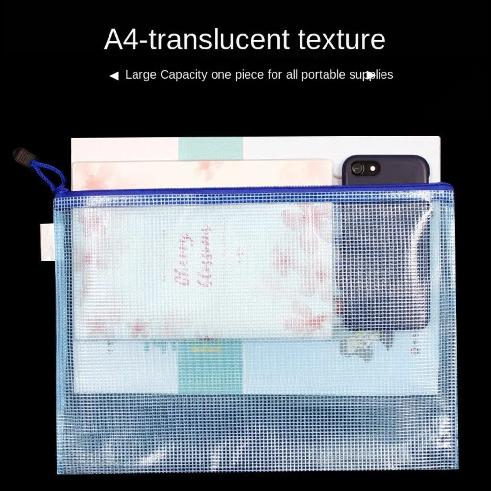 Mesh material Zip file folders Transparent Zipper closure Pencil eraser ...