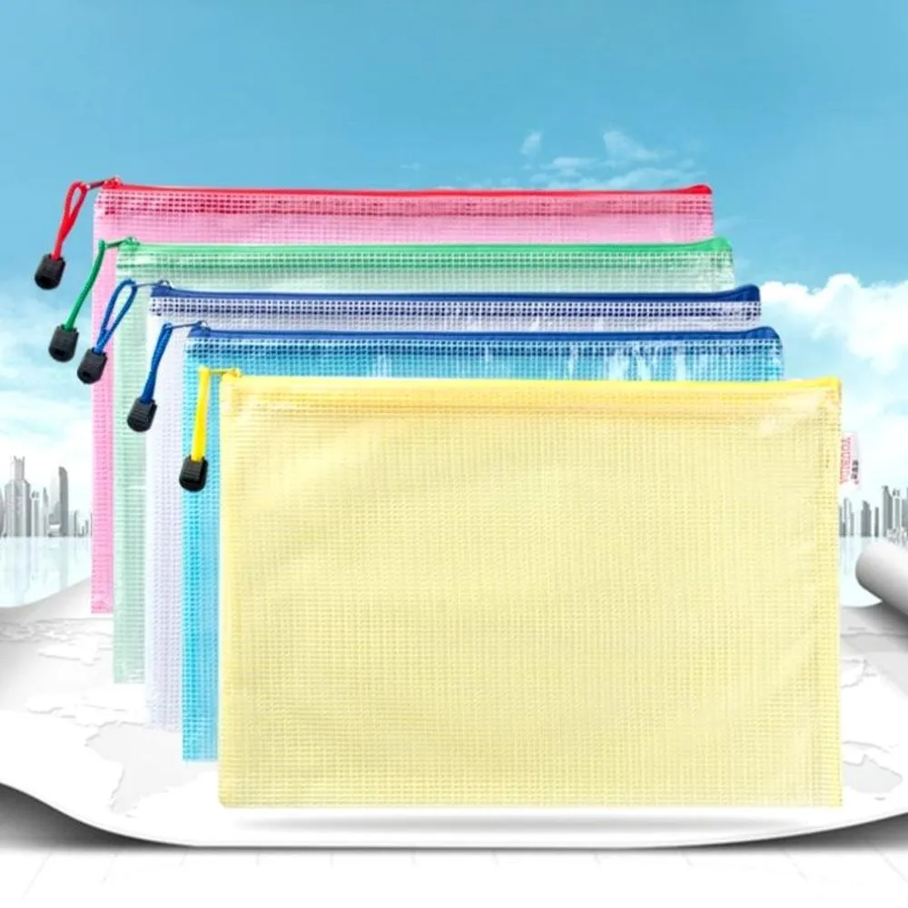 Mesh material Zip file folders Transparent Zipper closure Pencil eraser ...