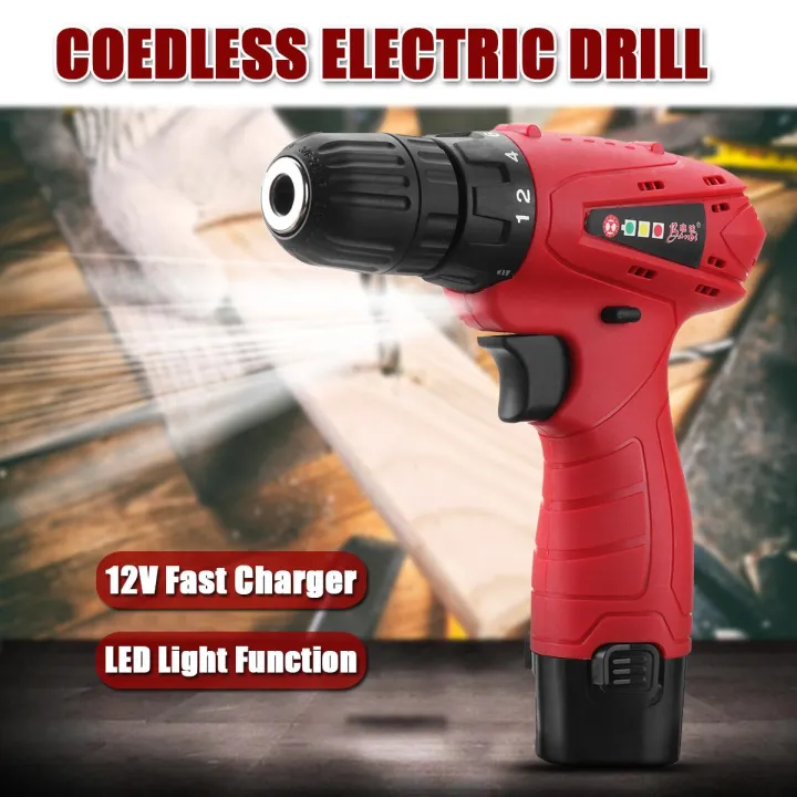 12V Cordless Rechargeable Tools DIY Drill Driver Screw Electric ...