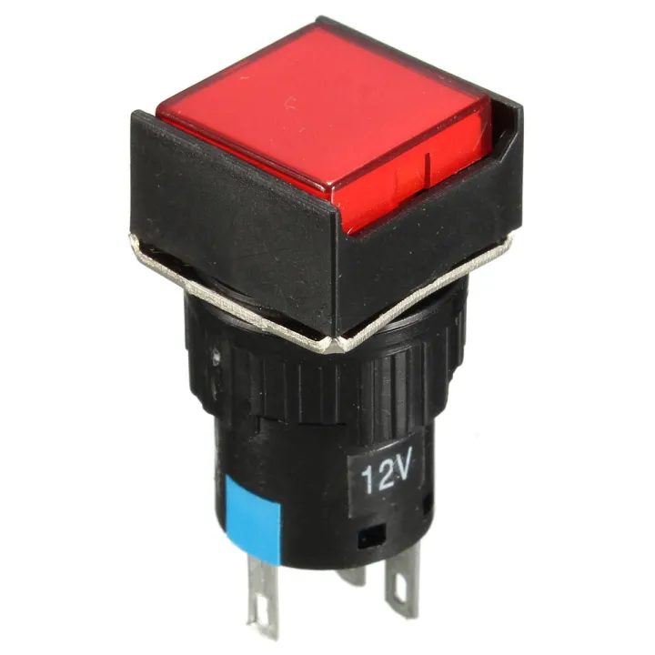 16mm 12V Hot Sell Push Button Self-Reset Switch Square LED Light ...