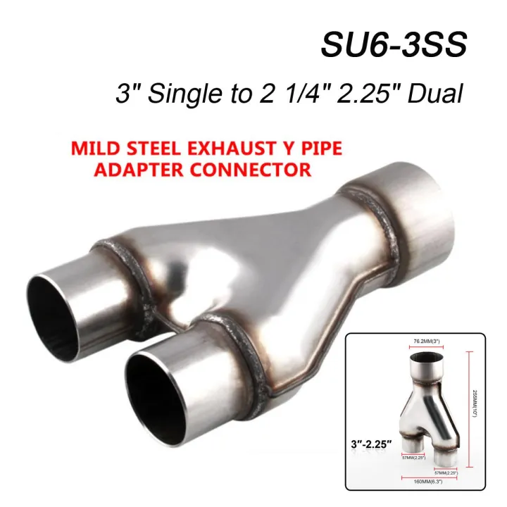 Exhaust Y New Pipe accommodator Reducer 3'' Single to 2 1/4'' 2.25 ...