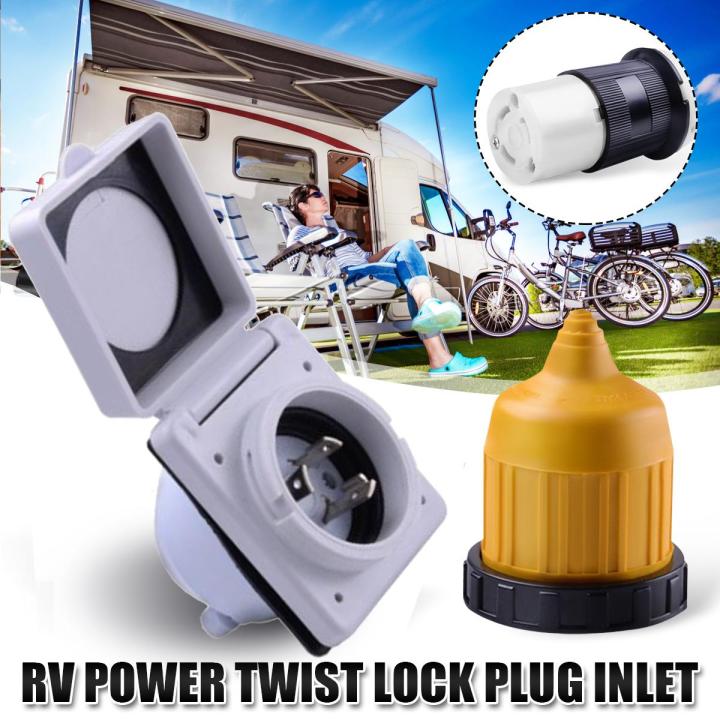 30A 125V RV Power Twist Motors Lock Plug Inlet Female Locking Connector ...