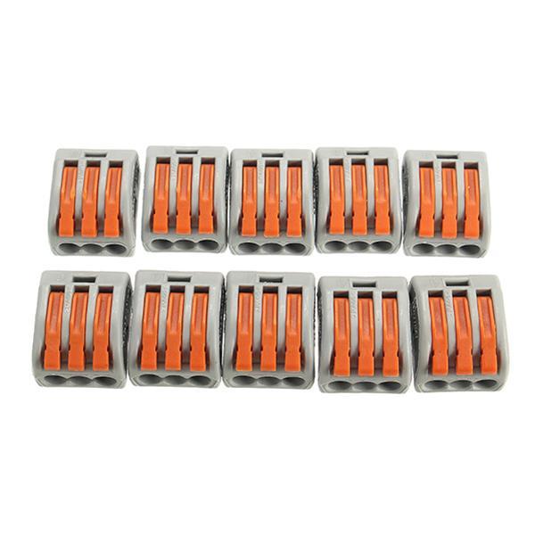 10Pcs 3 Best Pin Spring Terminal Tools DIY Blocks Electric Cable Lever ...