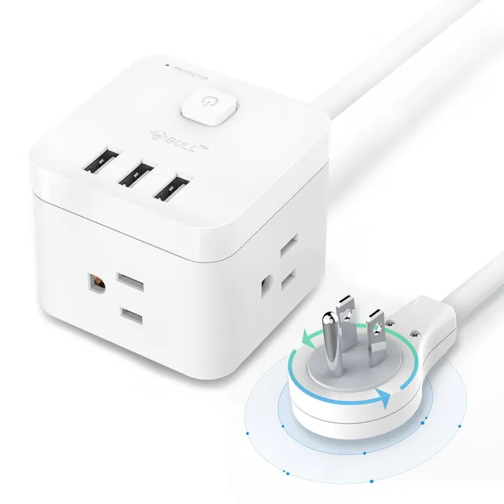 BULL Smart New Cubic Shape Surge Protector 3 AC Outlets 3 Universal ...