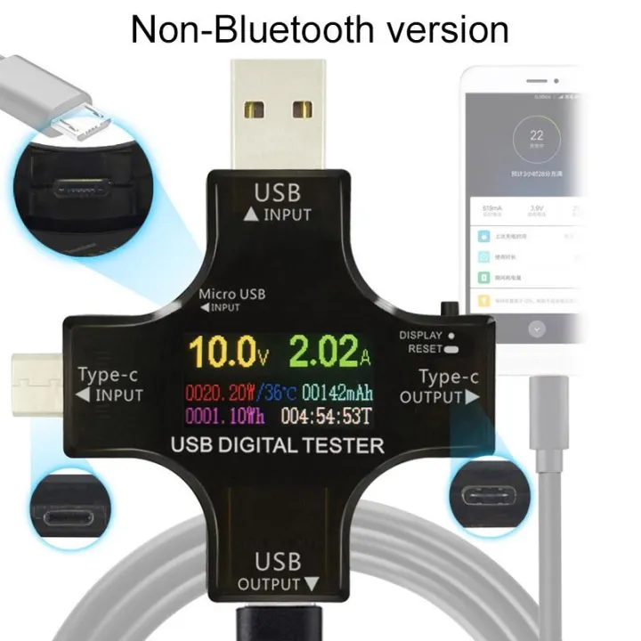 Color TFT Durable Type-C Computers PD USB Tester Digital Ammeter ...