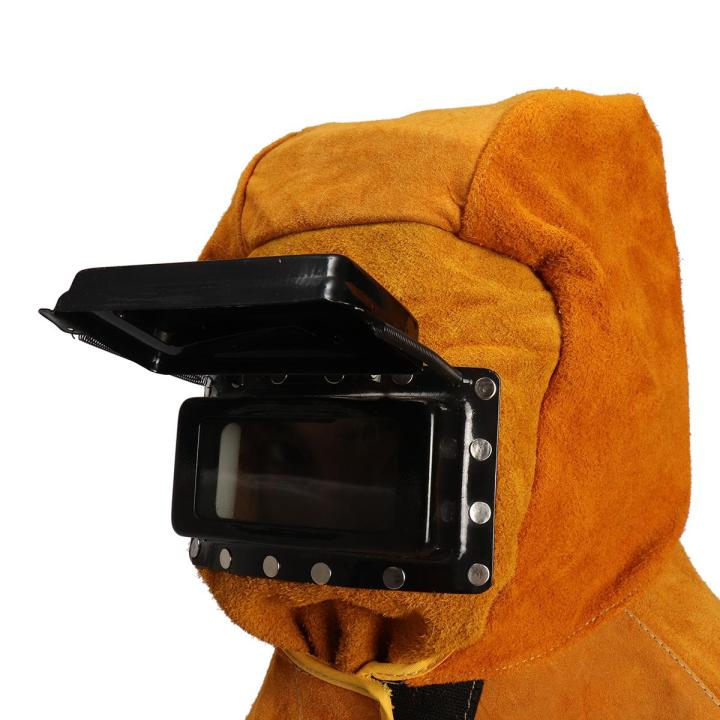 Insulated Leather Welder Helmet Mask Anti-glare Flame Retardant Neck ...
