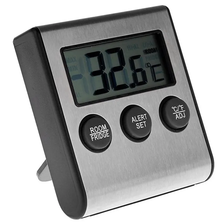 Digital Refrigerator Freezer Thermometer Alarm High Low Temperature Lcd Display - Black | Daraz.pk