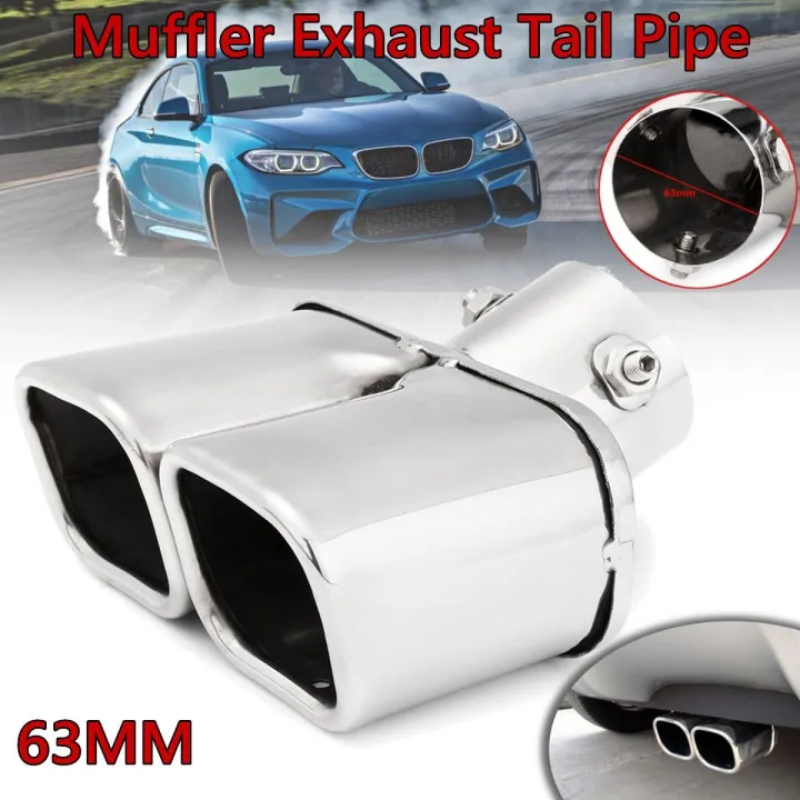Universal Stainless Steel premium Double Outlet Muffler Exhaust Tip End ...