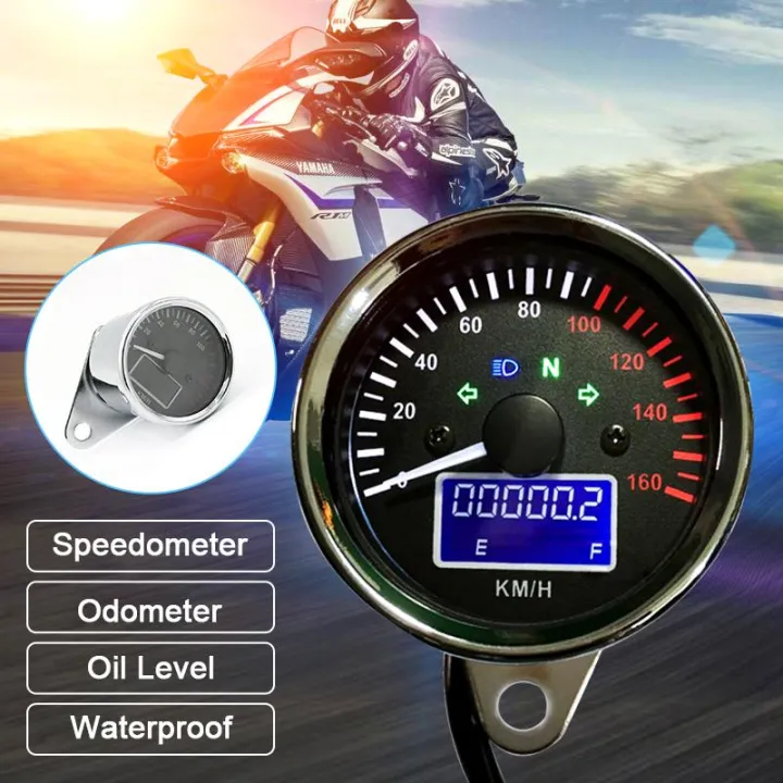 12V Motorcycle LED Motors LCD Digital IRON Tachometer Speedometer ...