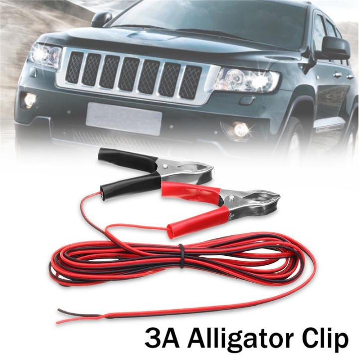 3M 3A Alligator Clip Wiring Red+Black For Battery Chargers Car Solar ...