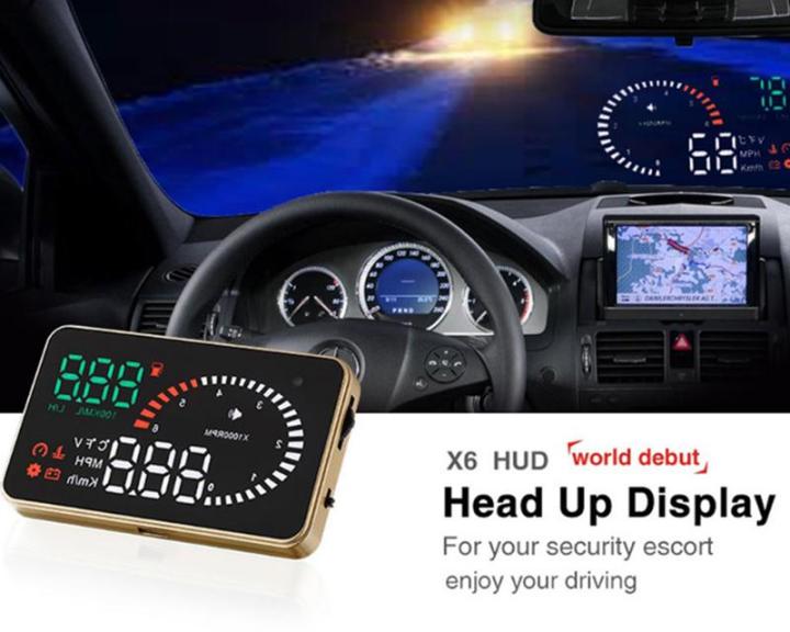 12V Motors 3 Inch X6 Car OBD HUD Projector Head Up Display Car Alarm ...